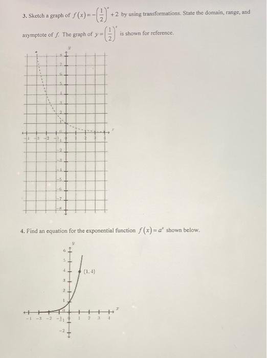 Solved 3. Sketch a graph of f(x)=−(21)x+2 by using | Chegg.com