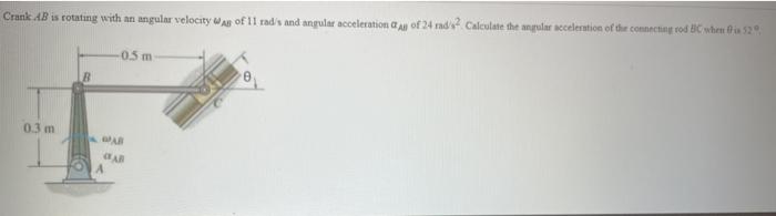 Solved Crank AB is rotating with an angular velocity was of | Chegg.com