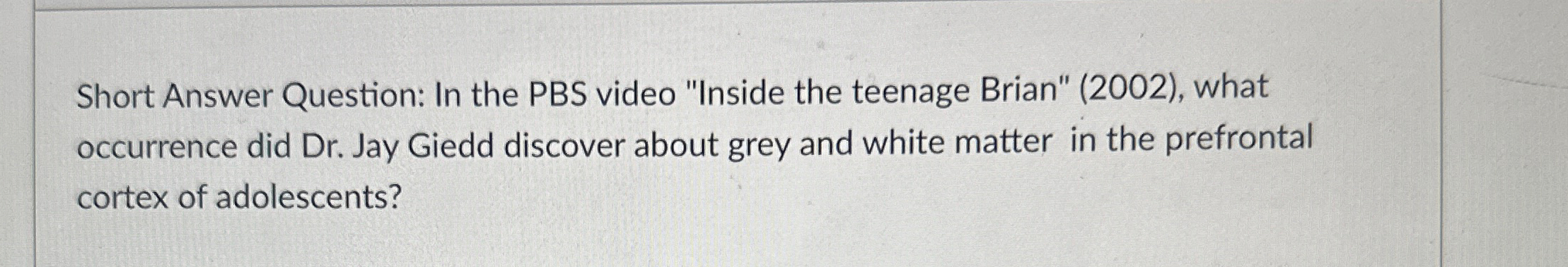 Solved Short Answer Question: In the PBS video "Inside the | Chegg.com
