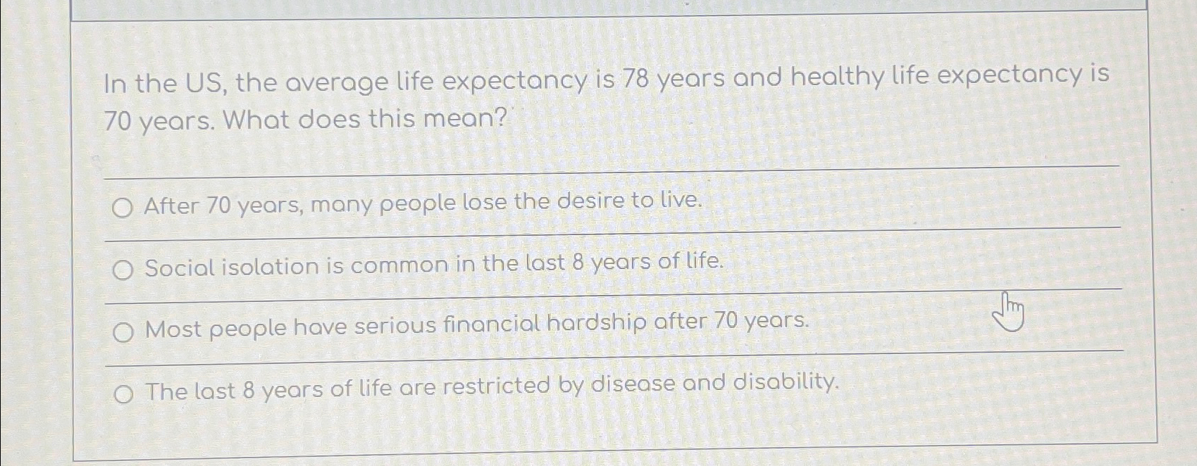 In the US, ﻿the average life expectancy is 78 ﻿years | Chegg.com