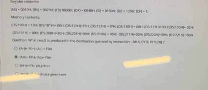 Solved Register contents: Memory contents: | Chegg.com