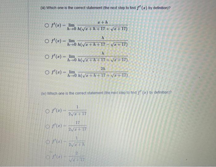 Solved Let f(x)=x+17. We will use the definition of | Chegg.com