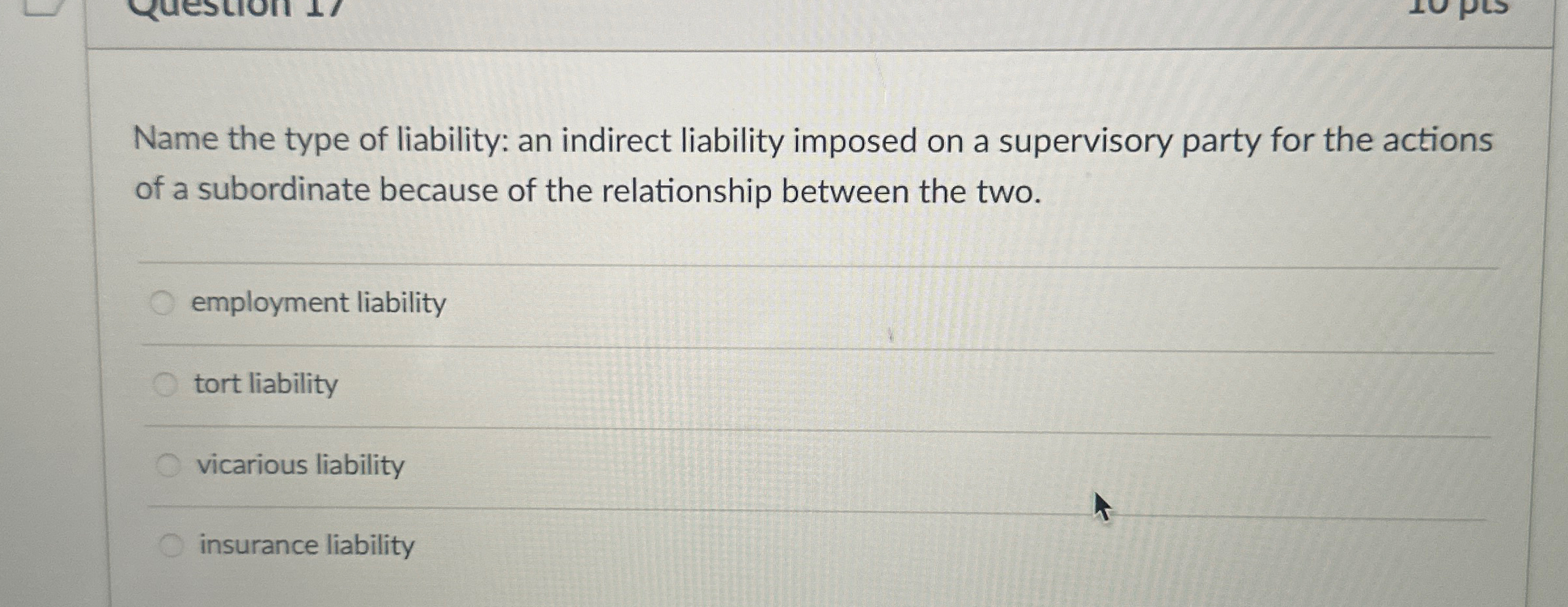 Solved Name the type of liability: an indirect liability | Chegg.com