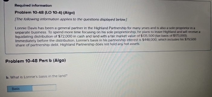 Solved Required informationProblem 10-48 (LO 10-4) (Algo)The | Chegg.com