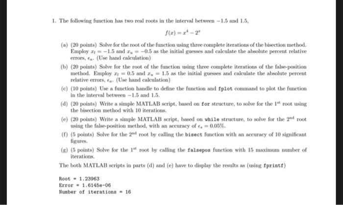 Solved E 20 Points Write A Simple Matlab Script Based