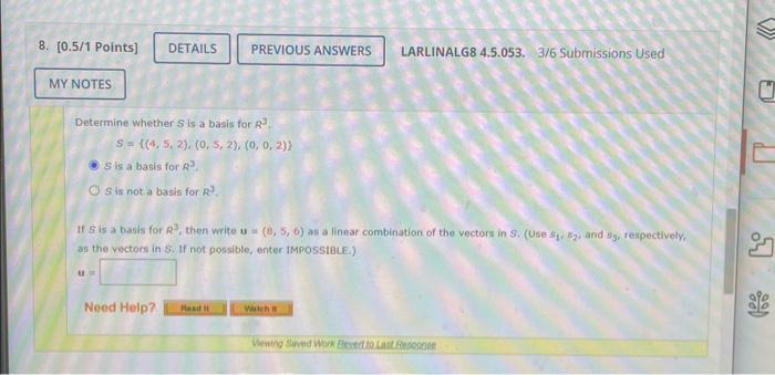 Solved Determine whether S is a basis for R3. | Chegg.com