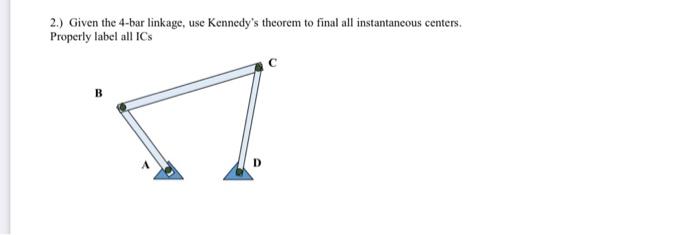 Solved 2.) Given the 4-bar linkage, use Kennedy's theorem to | Chegg.com
