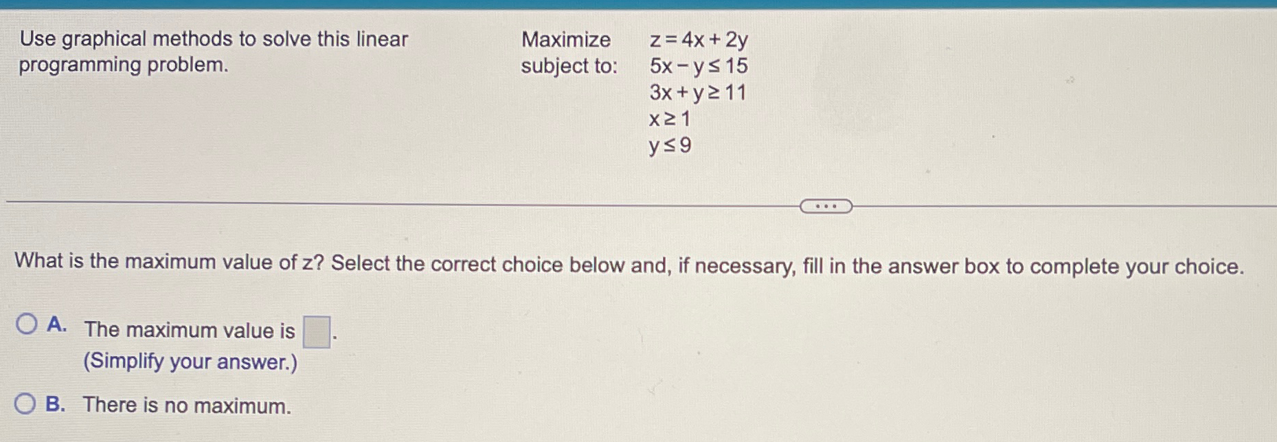 Use graphical methods to solve this linear | Chegg.com