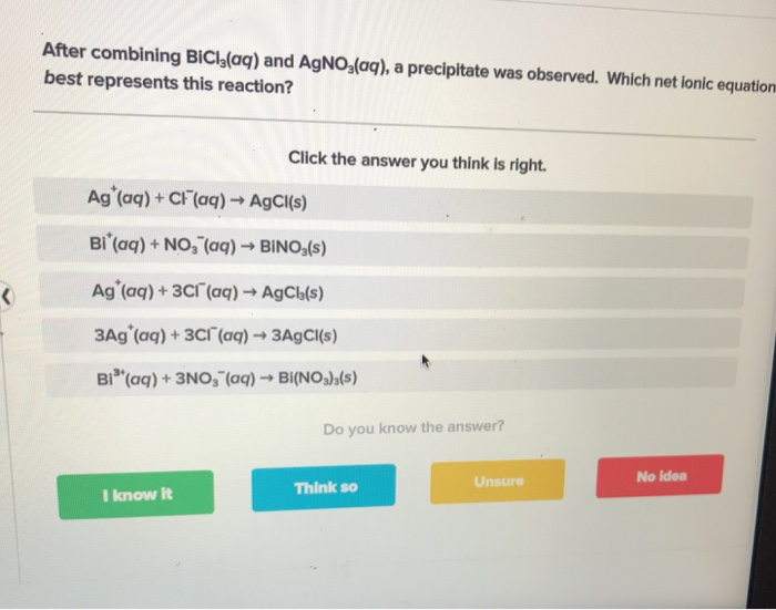 Solved After combining BiCl3(aq) and AgNO3(aq), a | Chegg.com