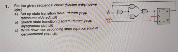 Solved 1. For the given sequential circuit:(Verilen ardışıl | Chegg.com