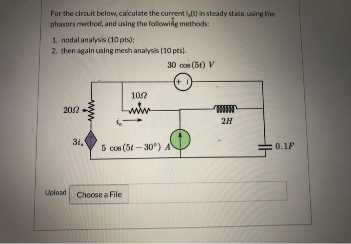 Solved For the circuit below, calculate the current ia(t) in | Chegg.com
