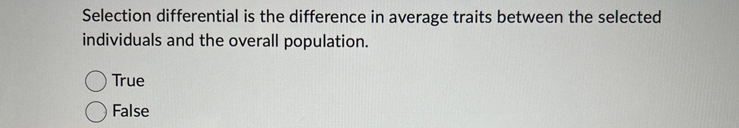 Solved Selection differential is the difference in average | Chegg.com
