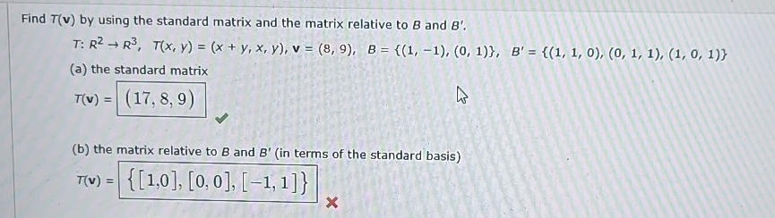Solved ask an expertFind T(v) ﻿by using the standard matrix | Chegg.com