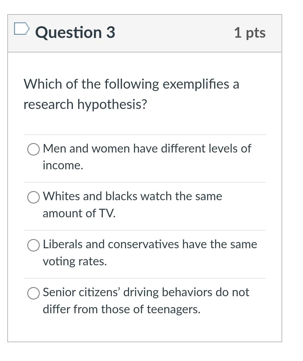 Solved Question 3 1 pts Which of the following exemplifies a | Chegg.com