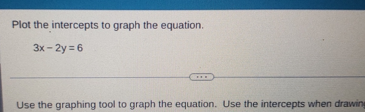 Solved Plot the intercepts to graph the equation.3x-2y=6Use | Chegg.com