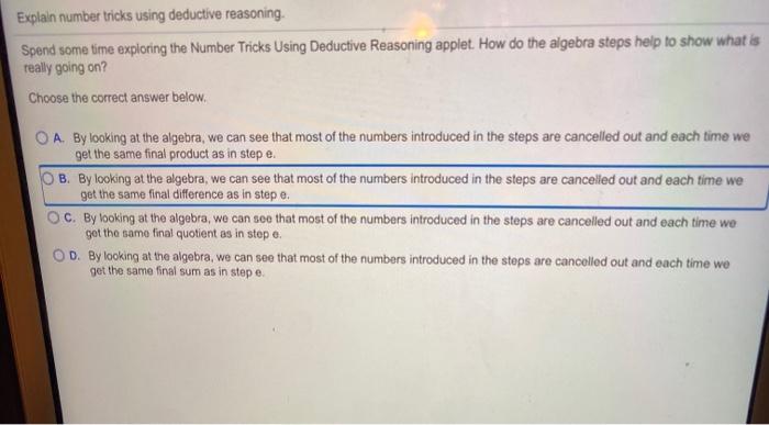 Solved Explain number tricks using deductive reasoning. | Chegg.com