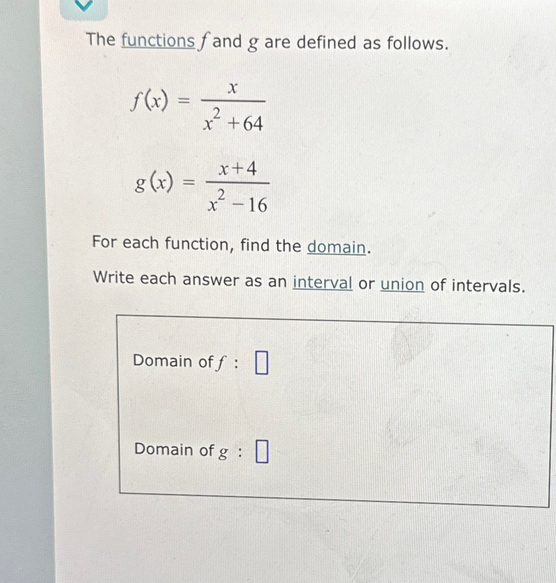 Solved The functions f ﻿and g ﻿are defined as | Chegg.com