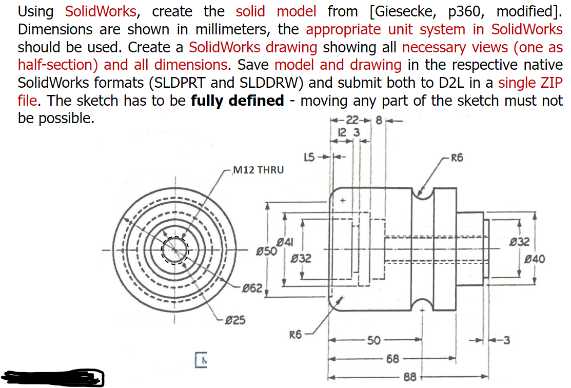 Solved Using SolidWorks, create the solid model from | Chegg.com
