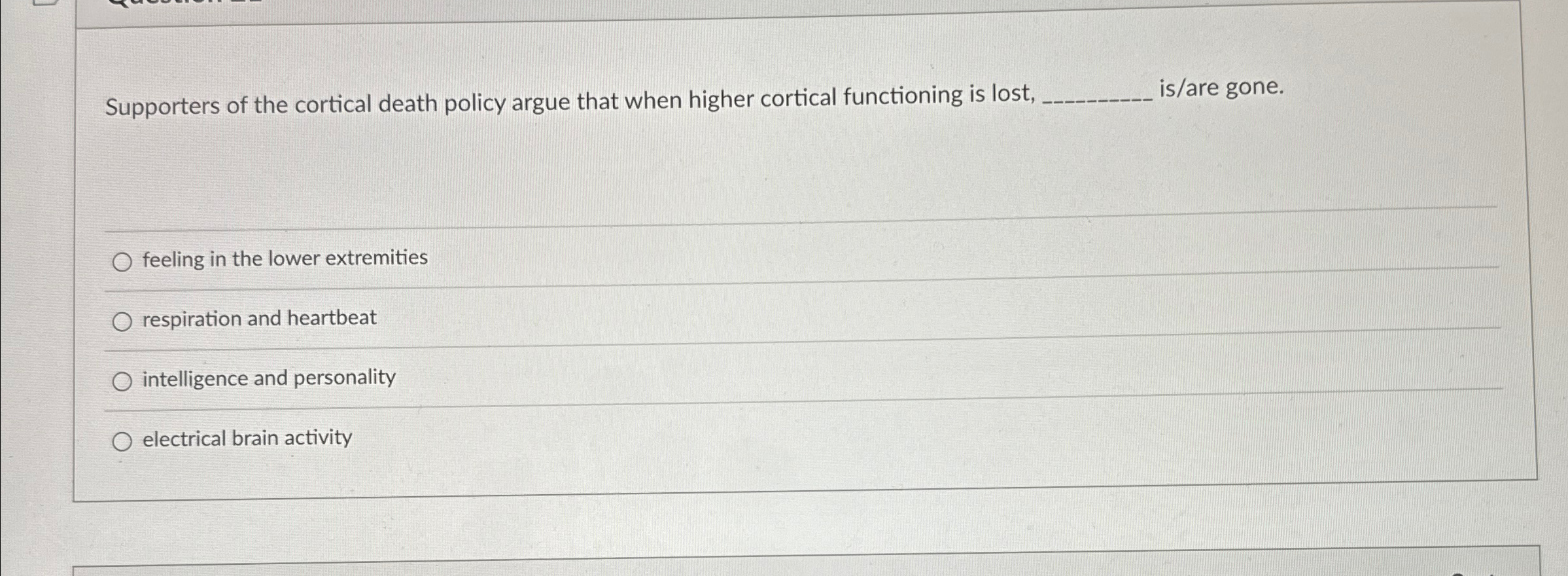 Solved Supporters of the cortical death policy argue that | Chegg.com