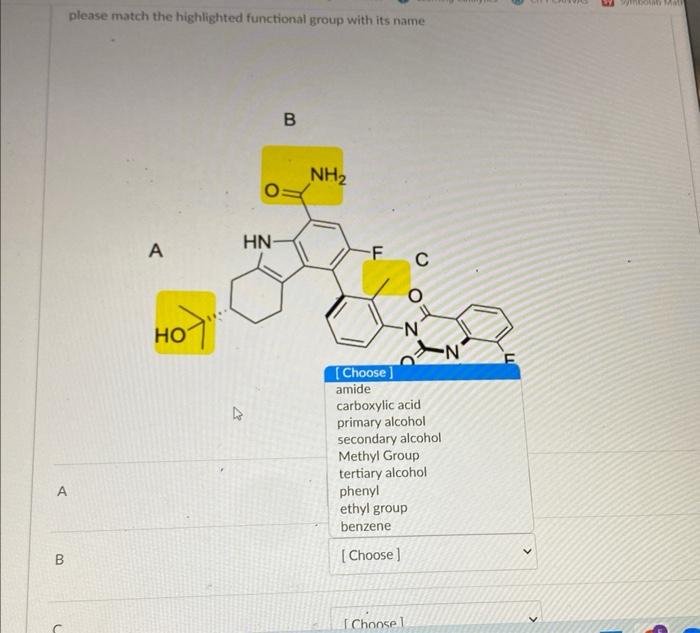 Solved please match the highlighted functional group with | Chegg.com