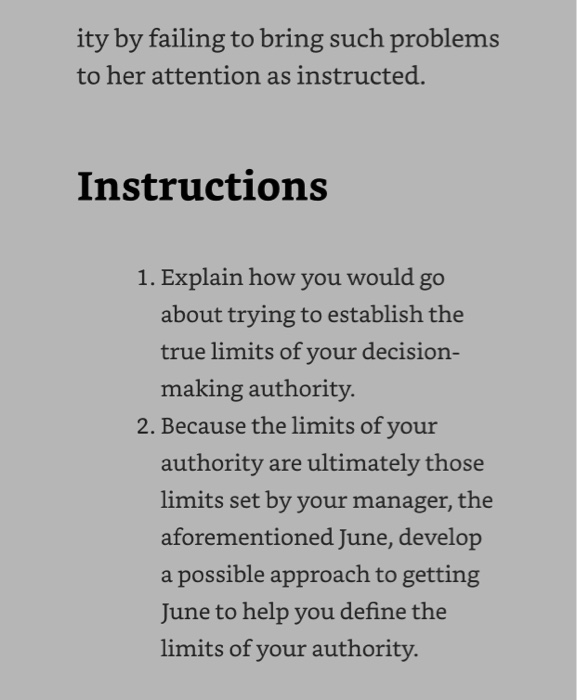 Solved Case: Looking for the Limits of Authority When you | Chegg.com
