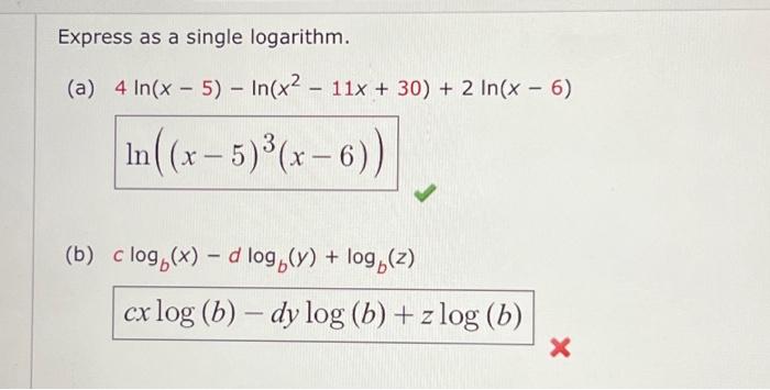 Solved Express as a single logarithm. (a) | Chegg.com