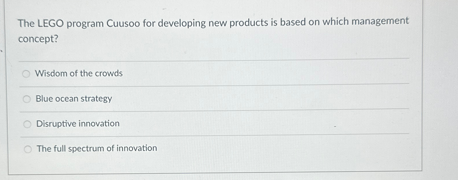 Solved The LEGO program Cuusoo for developing new products | Chegg.com
