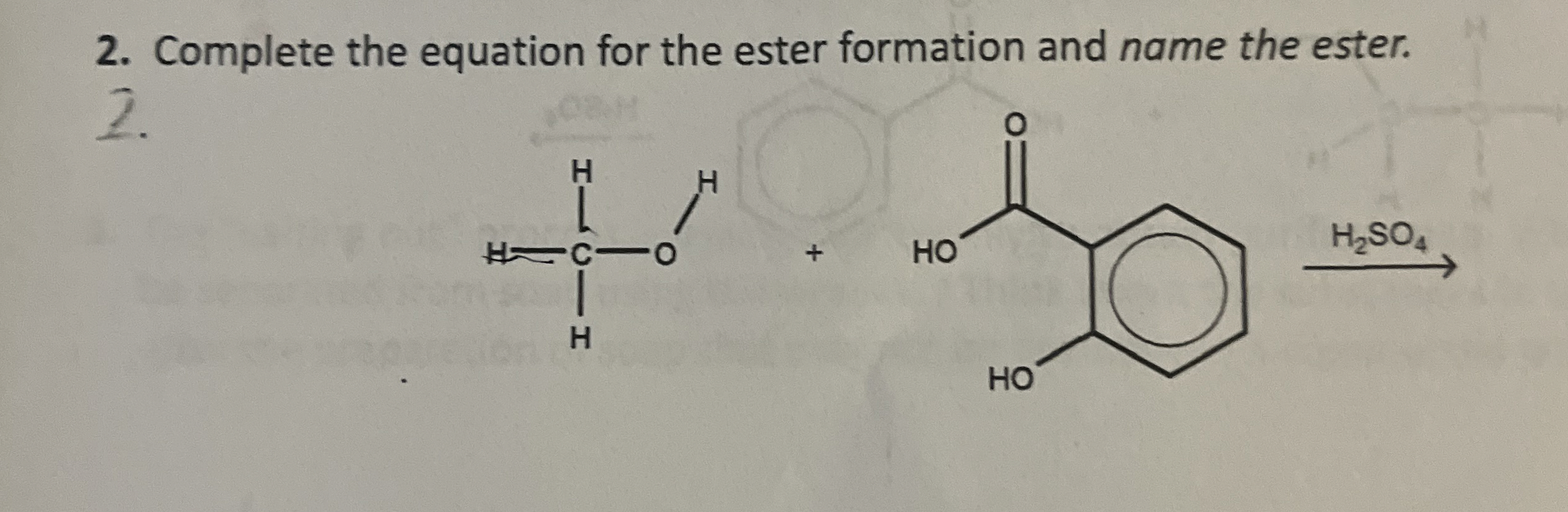 Solved Complete the equation for the ester formation and | Chegg.com