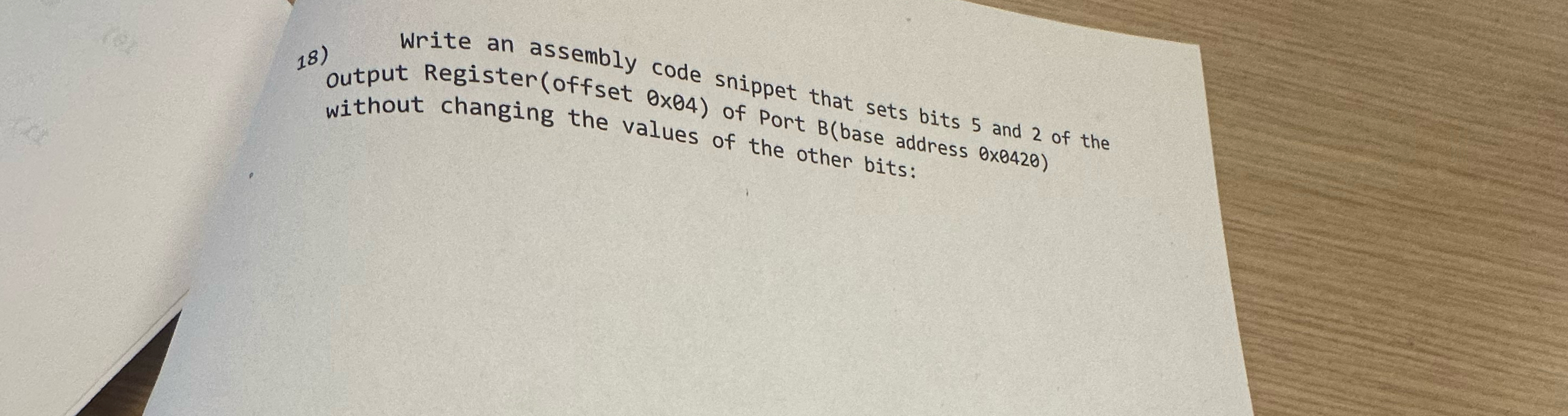 Solved Write an assembly code snippet that sets bits 5 ﻿and | Chegg.com
