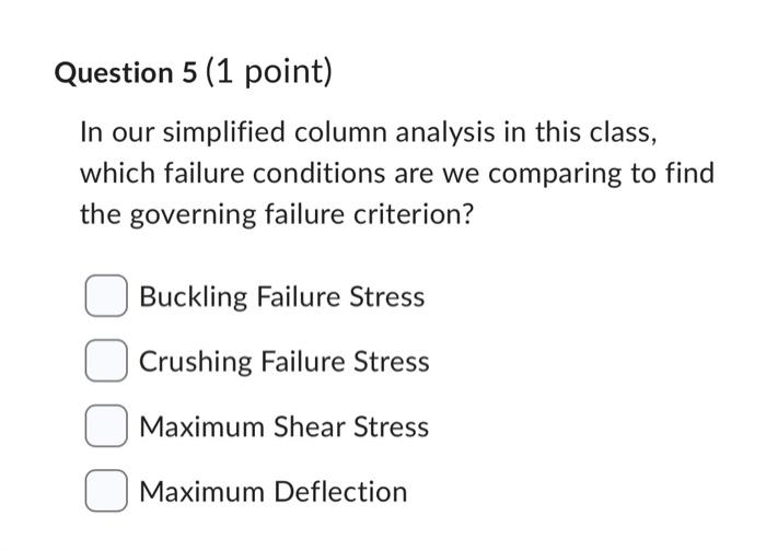 Solved In our simplified column analysis in this class, | Chegg.com