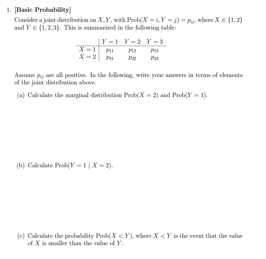 Solved [Basic Probability] Consider a joint distribution on | Chegg.com