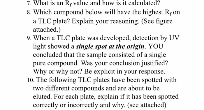 7. What is an Rf value and how is it calculated? 8. | Chegg.com