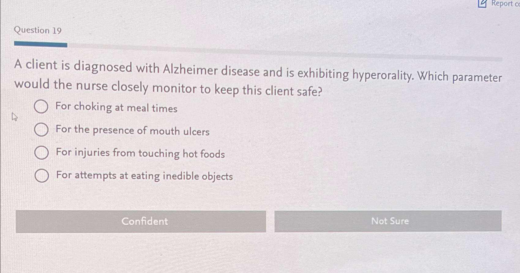 Solved Report cQuestion 19A client is diagnosed with | Chegg.com