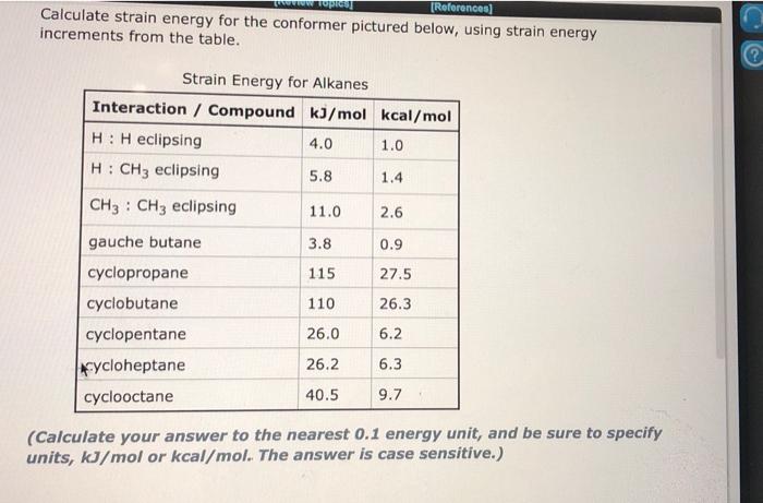 Solved (References) Calculate strain energy for the | Chegg.com