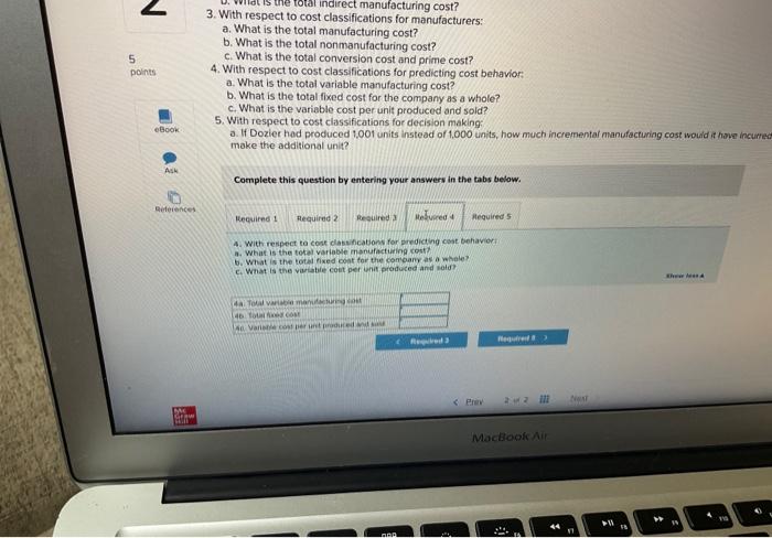 Solved Dozier Company produced and sold 1,000 unts durmy its | Chegg.com