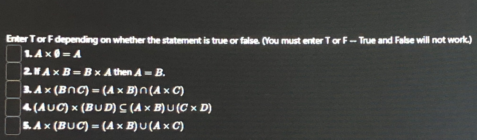 Solved Eitter T or F depending on whether the statement is | Chegg.com