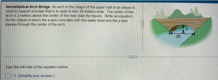 Solved Semielliptical Arch Bridge An arch in the shape of | Chegg.com