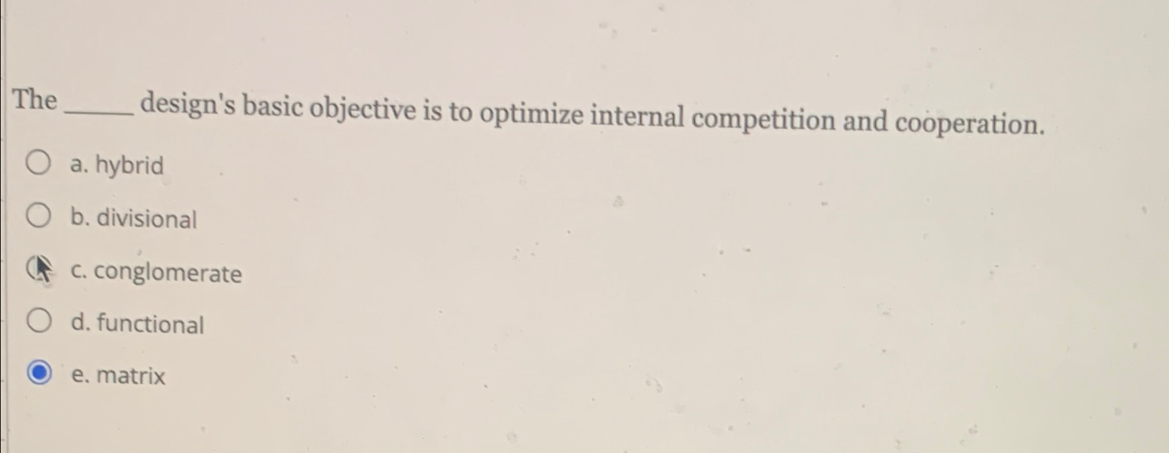 Solved The design's basic objective is to optimize internal | Chegg.com