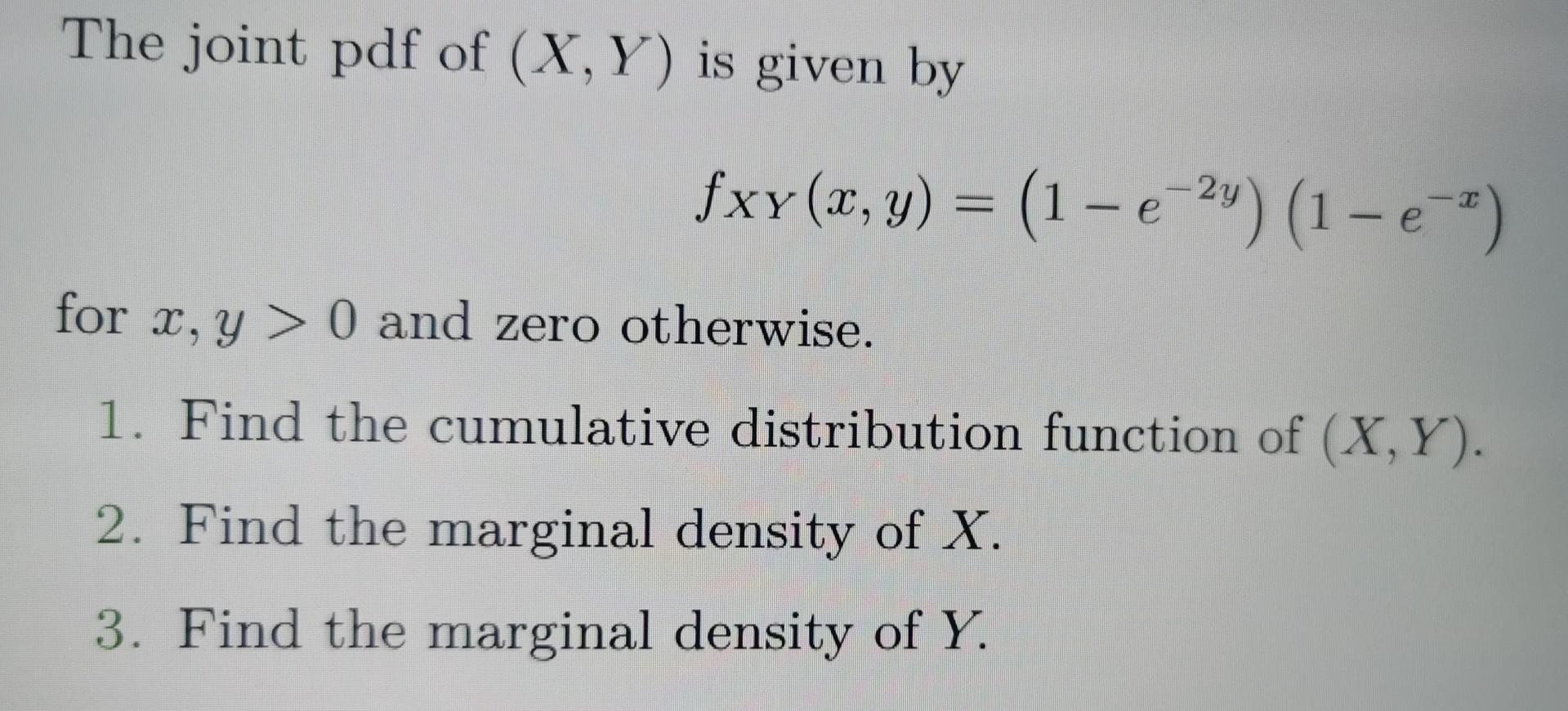 Solved EXAMPLE The joint pdf of (X,Y) is given by | Chegg.com