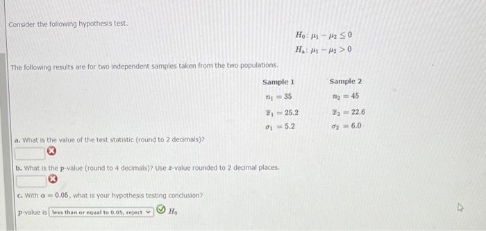 Solved Consider the following hypothesis test. | Chegg.com