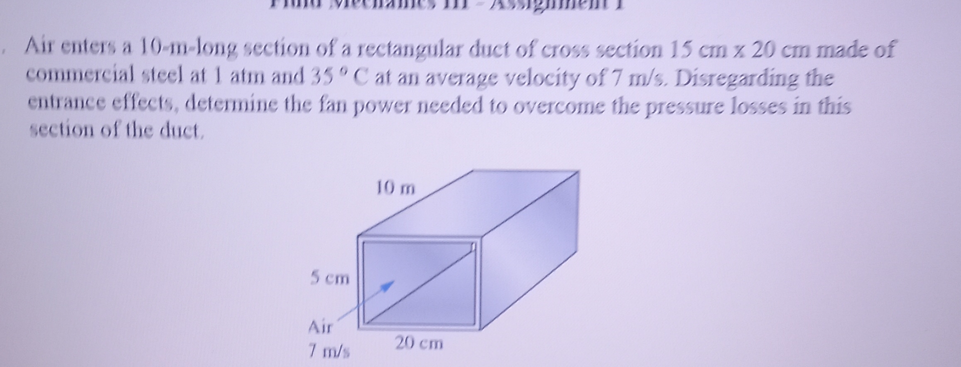 Solved Air enter a 10-m-long section of a rectangular duct | Chegg.com