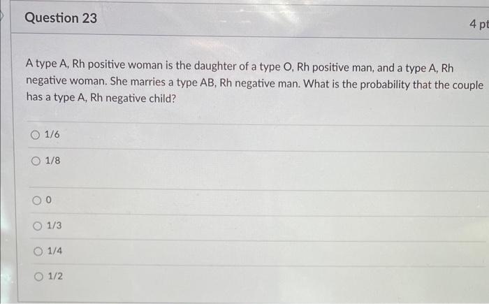 Solved A type A, Rh positive woman is the daughter of a type | Chegg.com