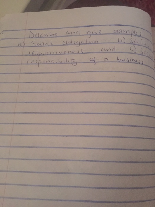 Solved Descube and give examples a) Social obligation b) | Chegg.com