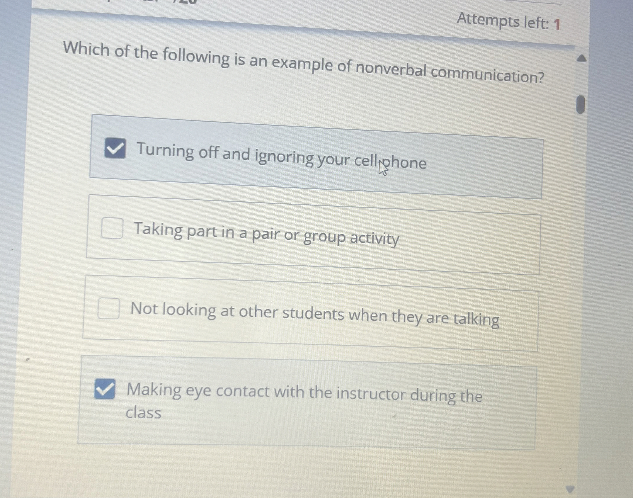 Solved Which of the following is an example of nonverbal | Chegg.com