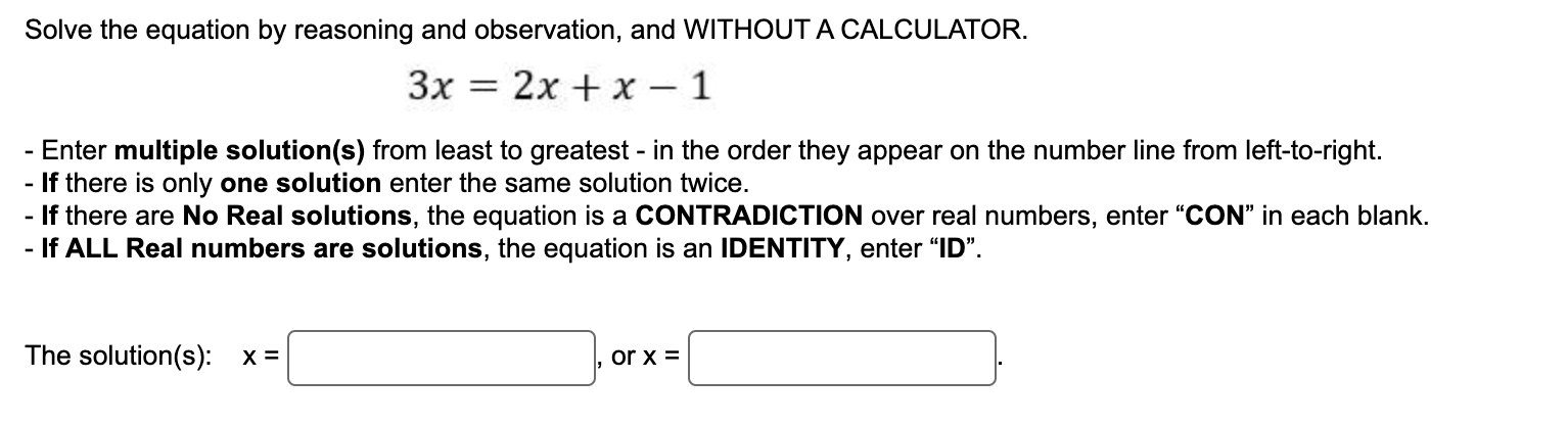 Solved Solve the equation by reasoning and observation, and | Chegg.com