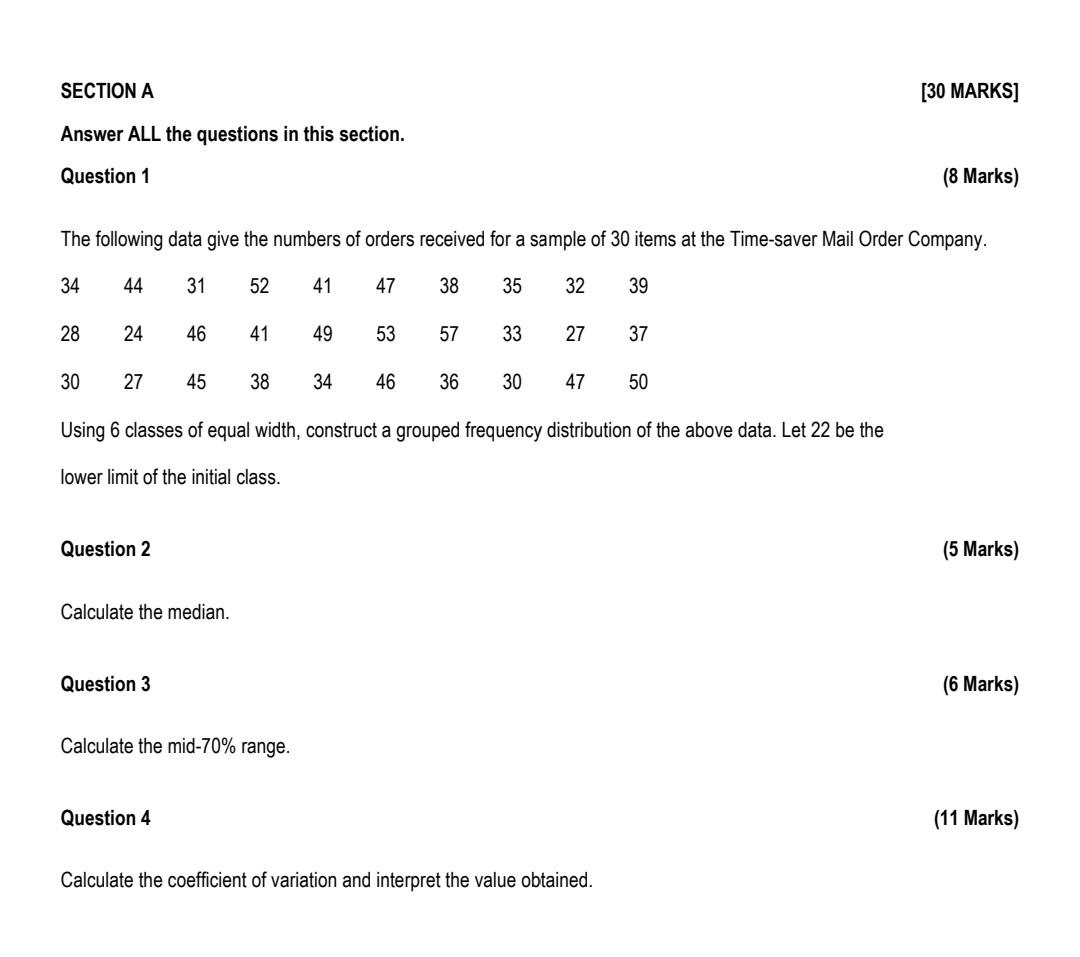 Solved SECTION A [30 MARKS] Answer ALL the questions in this | Chegg.com