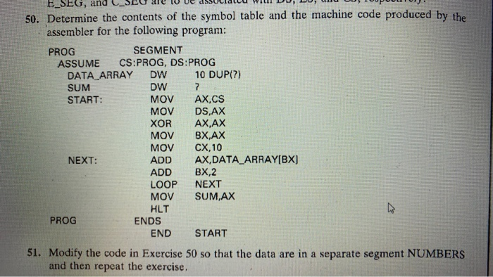 Solved E_SEG, and 50. Determine the contents of the symbol | Chegg.com