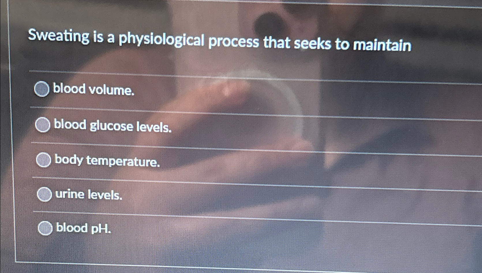 Solved Sweating is a physiological process that seeks to | Chegg.com