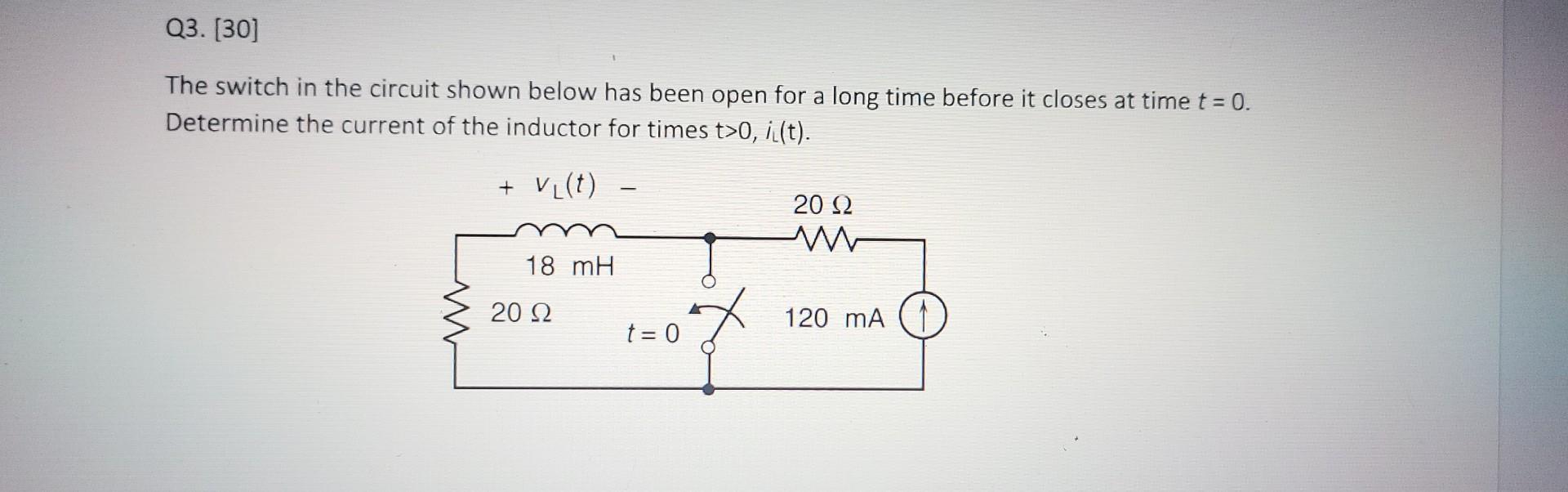 Solved The switch in the circuit shown below has been open | Chegg.com