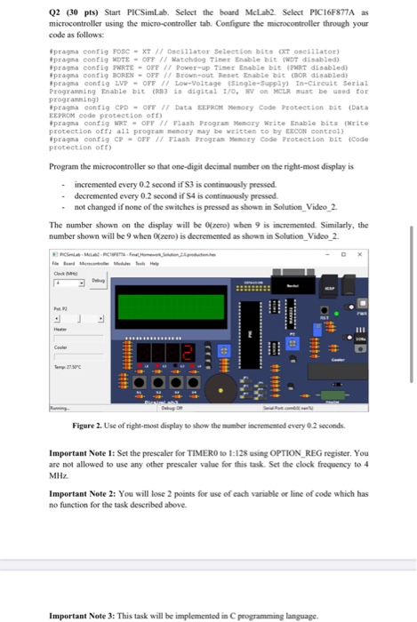 Q2 (30 pts) Start PICSimLab Select the board McLab2. | Chegg.com